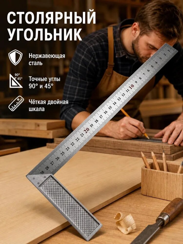 Линейка, угольник строительный 120мм