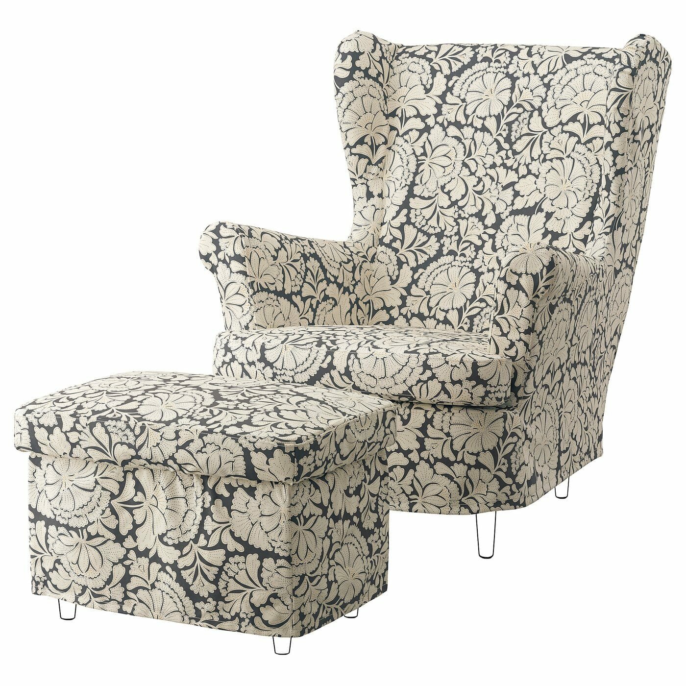 Чехол на мебель IKEA STRANDMON, риберсборг темно-серый/бежевый 295.978.72