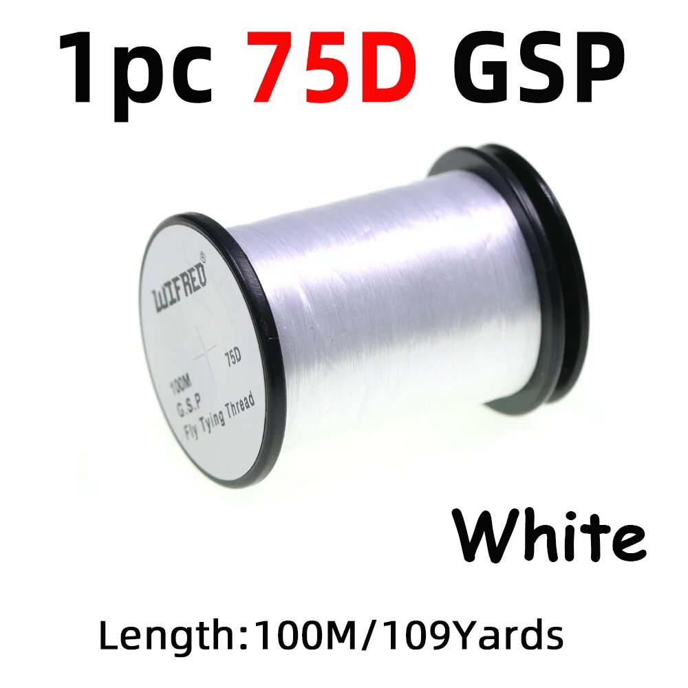 Нить для вязания мух 75D GSP, Белый, 100м