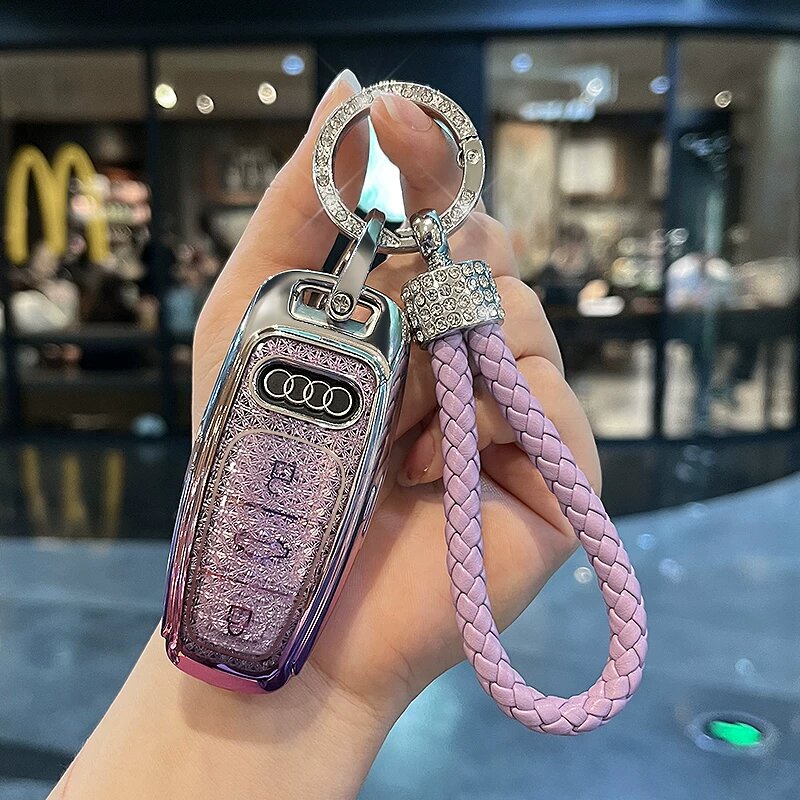 Ключевой кейс Audi C-стиль градиентный пурпурный с диамантовой плеткой для моделей Q5L A4L A3L