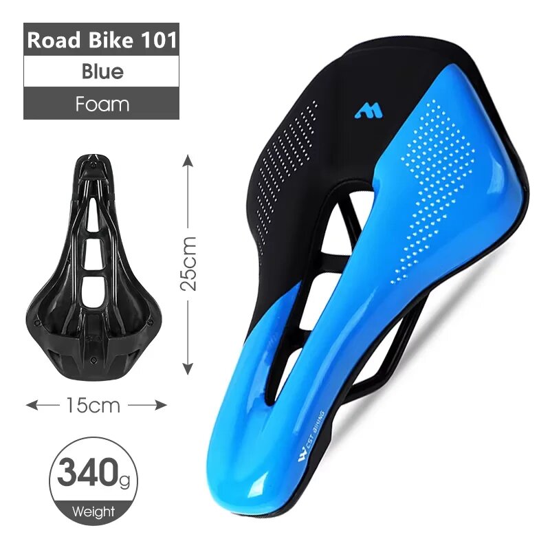 WEST BIKING Велосипедное седло синее, 15x25см, 340г