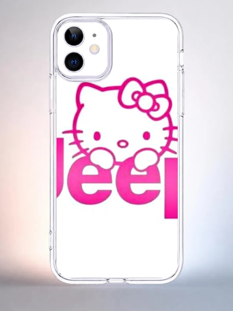 Чехол iPhone 11 Hello Kitty Jeep розовый прозрачный