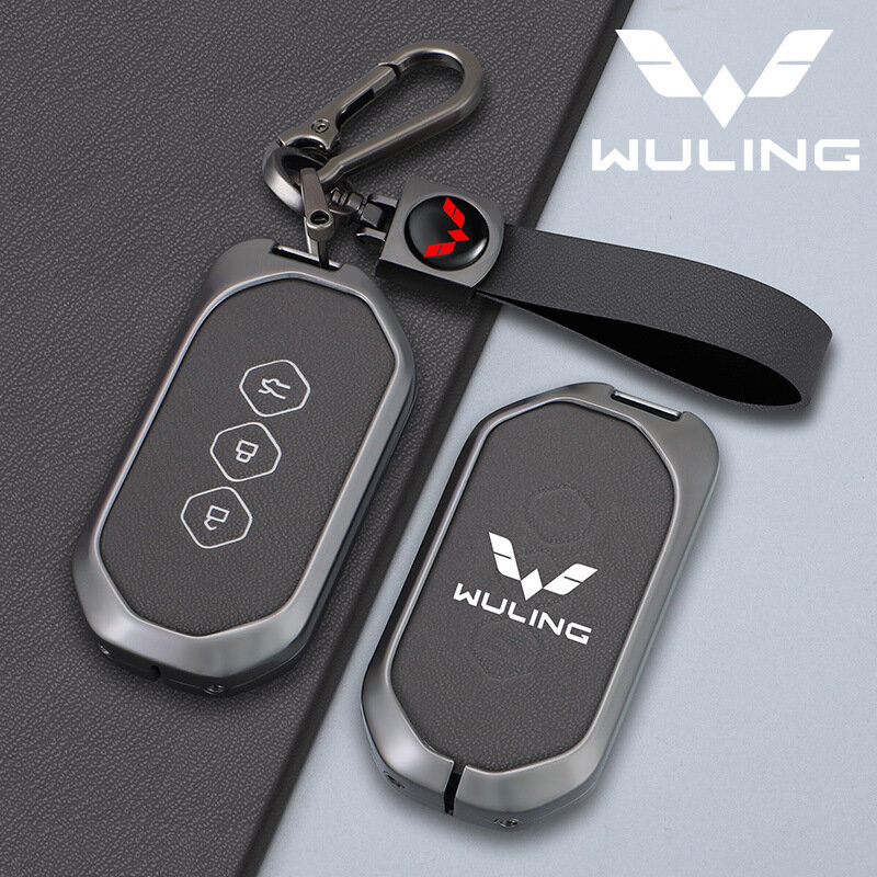 Ретро натуральная кожа чехол для ключей на 2022 модель Wuling Kaijie B - Маре Оранж с круглой пряжкой