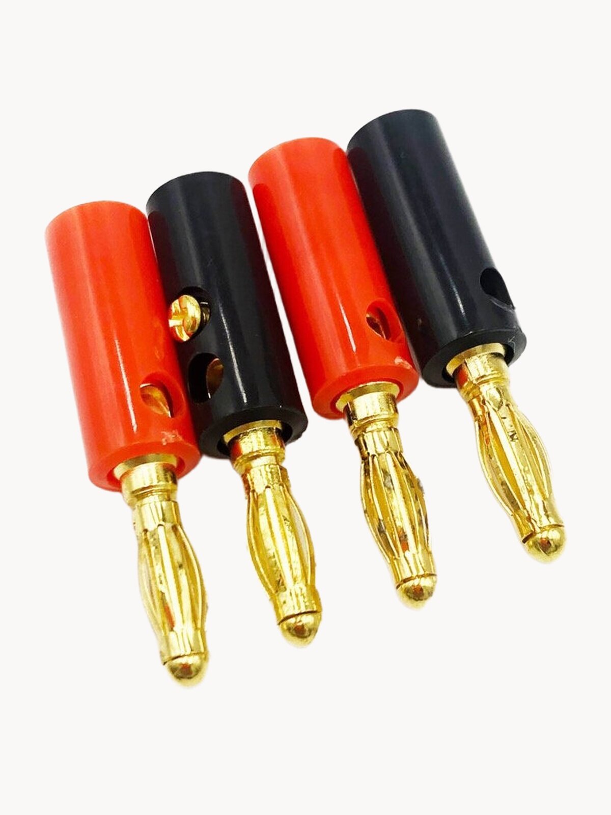 Разъем BANANA штекер пластик "позолоченный" на кабель, винт ( в комплекте 4 штуки)