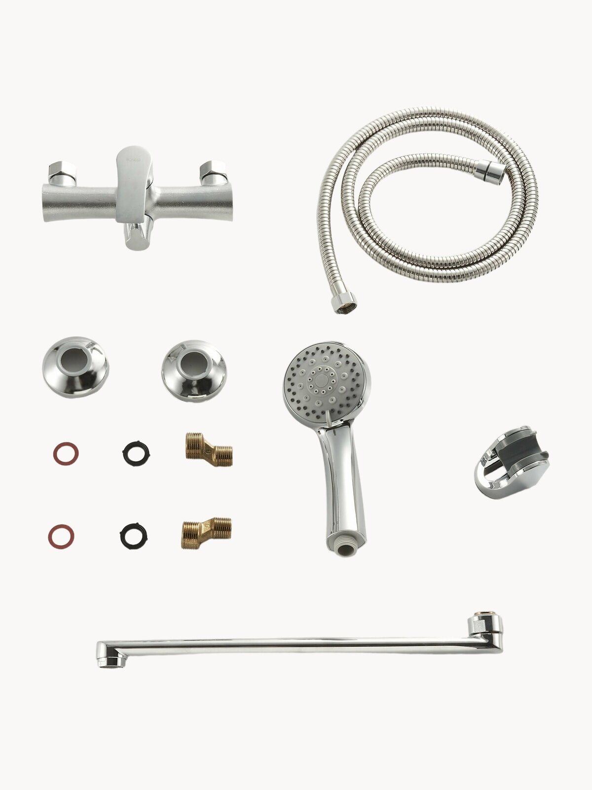 Смеситель для ванны с душем, кран в ванную c длинным изливом RICARDO R7030-1, серебристый