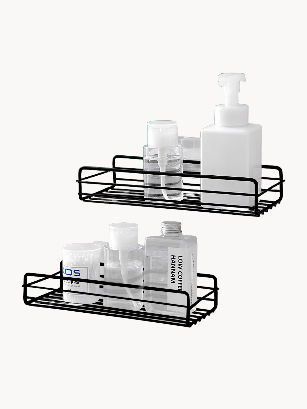 Полка в ванную без сверления настенная, Birdhouse, 2 шт, черная