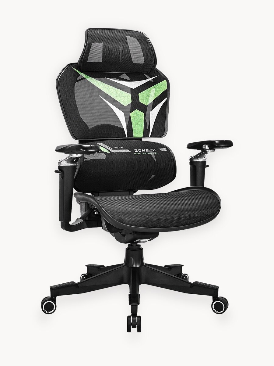 Кресло компьютерное ZONE 51 FREELANCER X7 Black-Green (Черно-зеленый), игровое, сетка