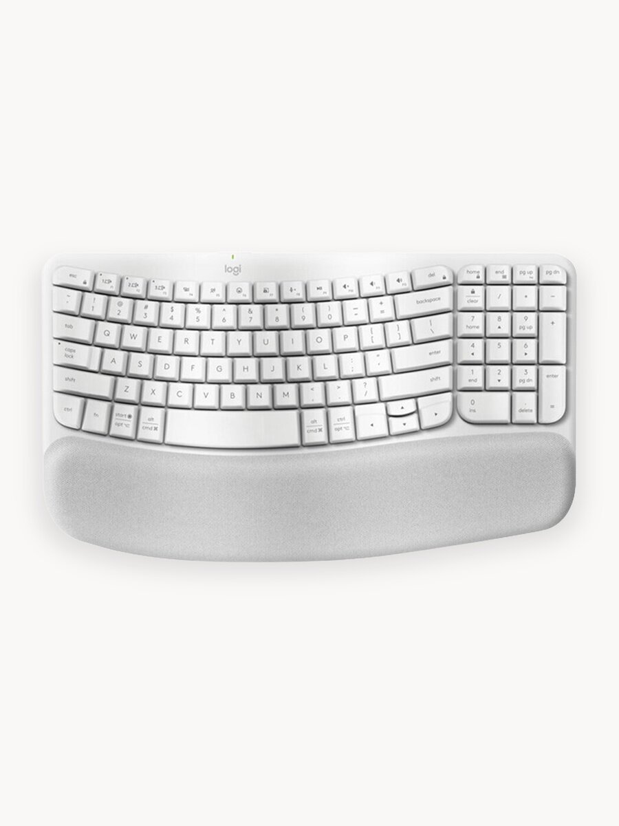 Беспроводная клавиатура Logitech WAVE KEYS, эргономичная, белый