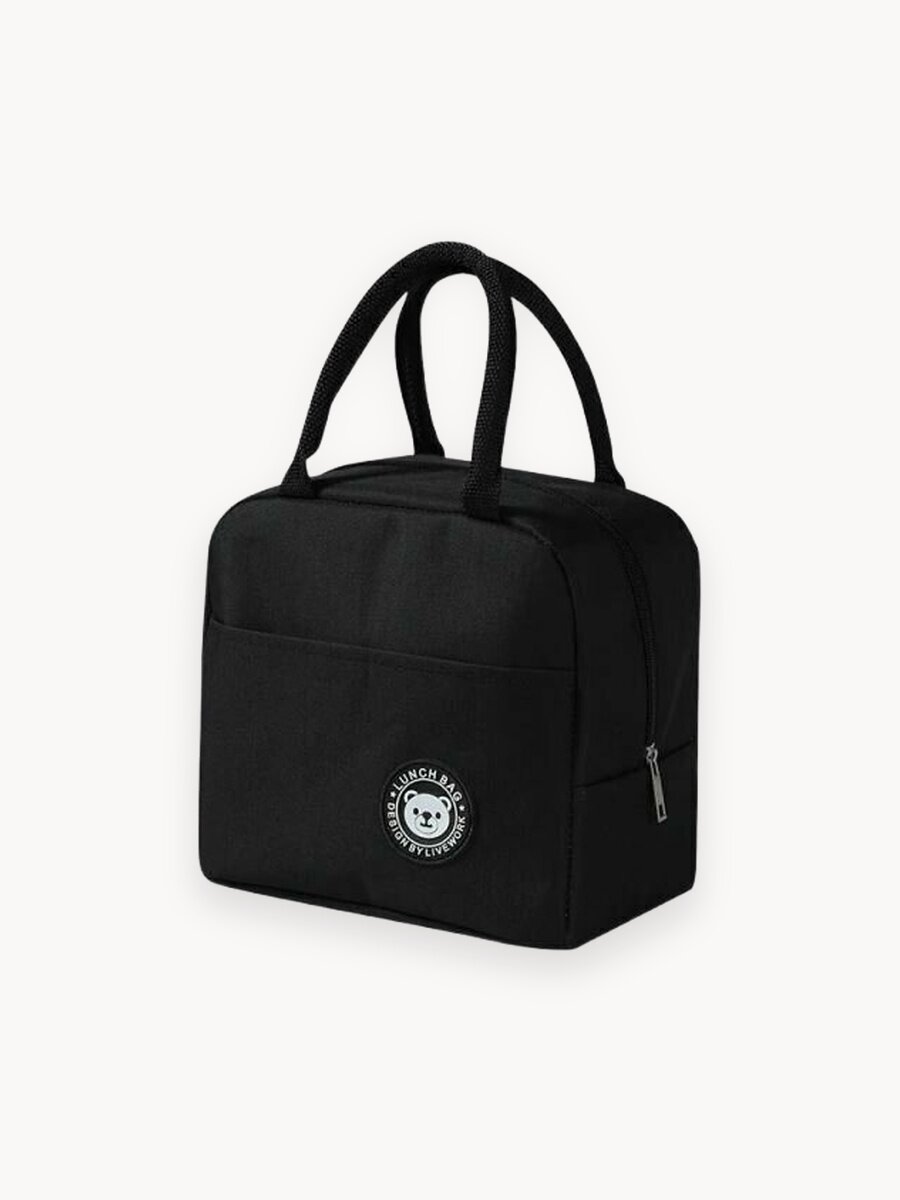Термосумка для ланч-бокса, обеда, контейнера, еды (черная)/ сумка холодильник 23х21х13 см