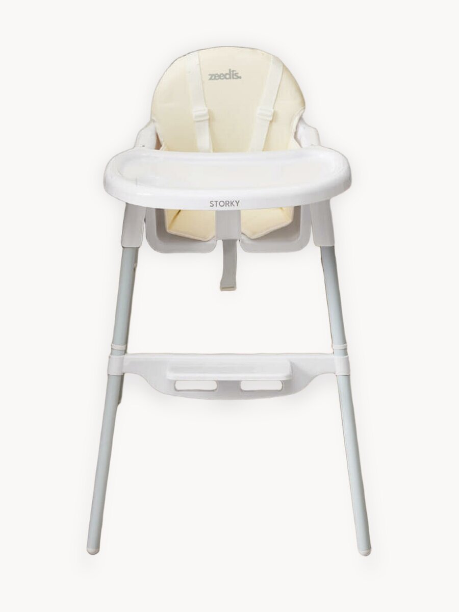 Стульчик для кормления ZEEDI'S два в одном со съемным столиком и ремнем для фиксации ребенка белый