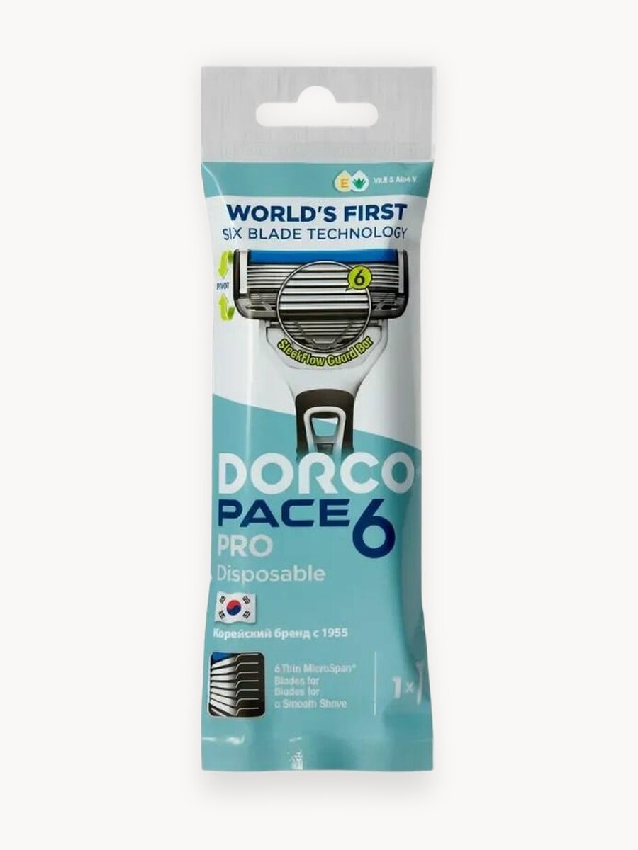 DORCO Станок для бритья Pace 6 Pro одноразовый, 1шт.