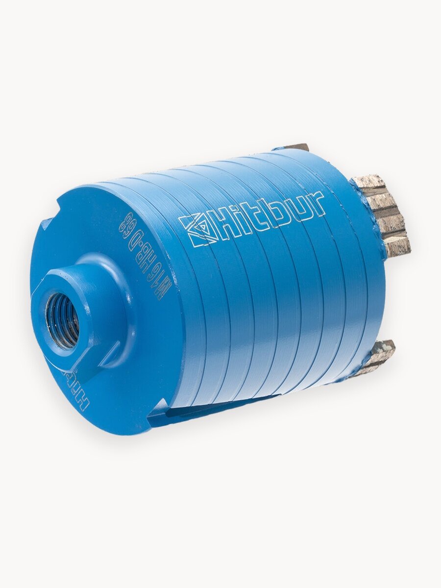 Коронка по бетону и кирпичу 68 мм алмазная для подрозетников Hitbur с боковым пылеудалением и держателем SDS Plus