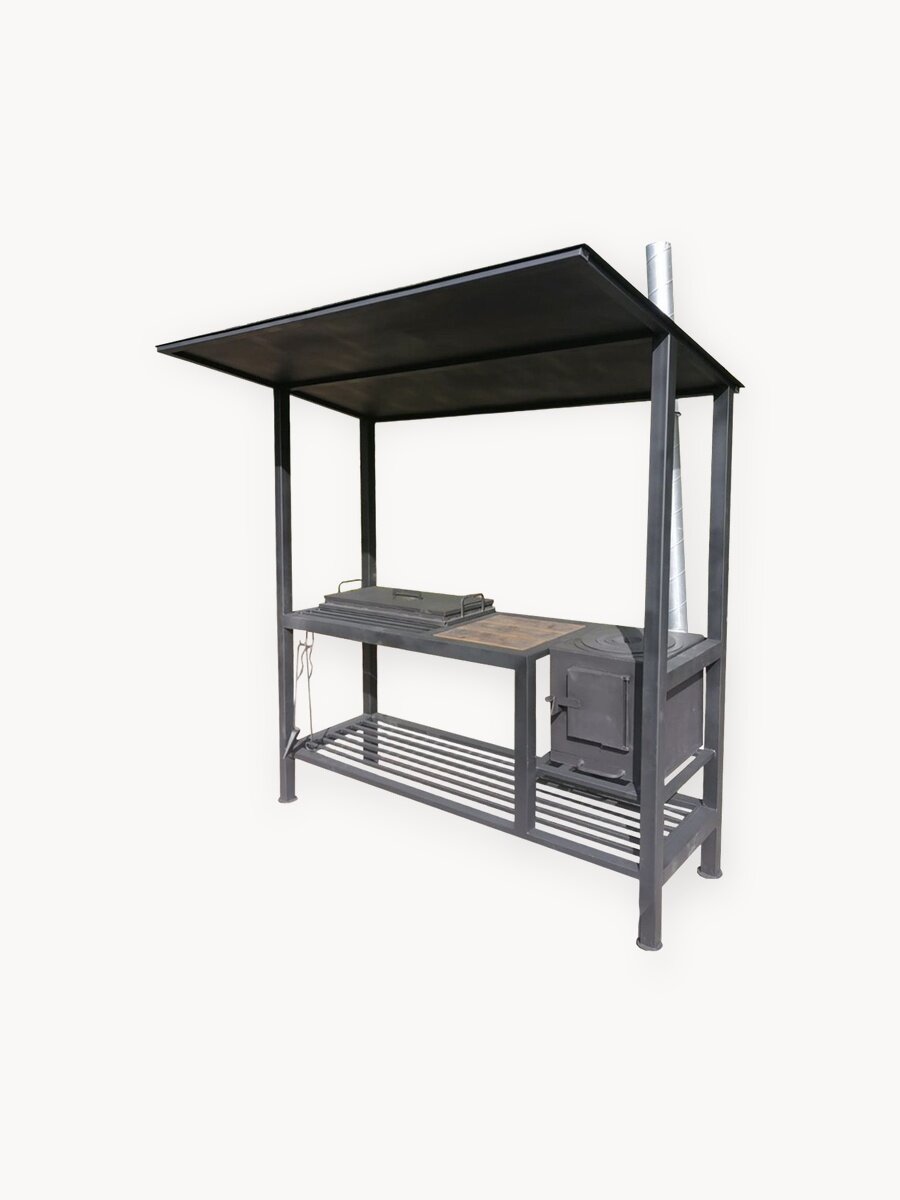 Мангал в стиле лофт AL-1 с профилями 50х50, крышкой и печкой 50*50