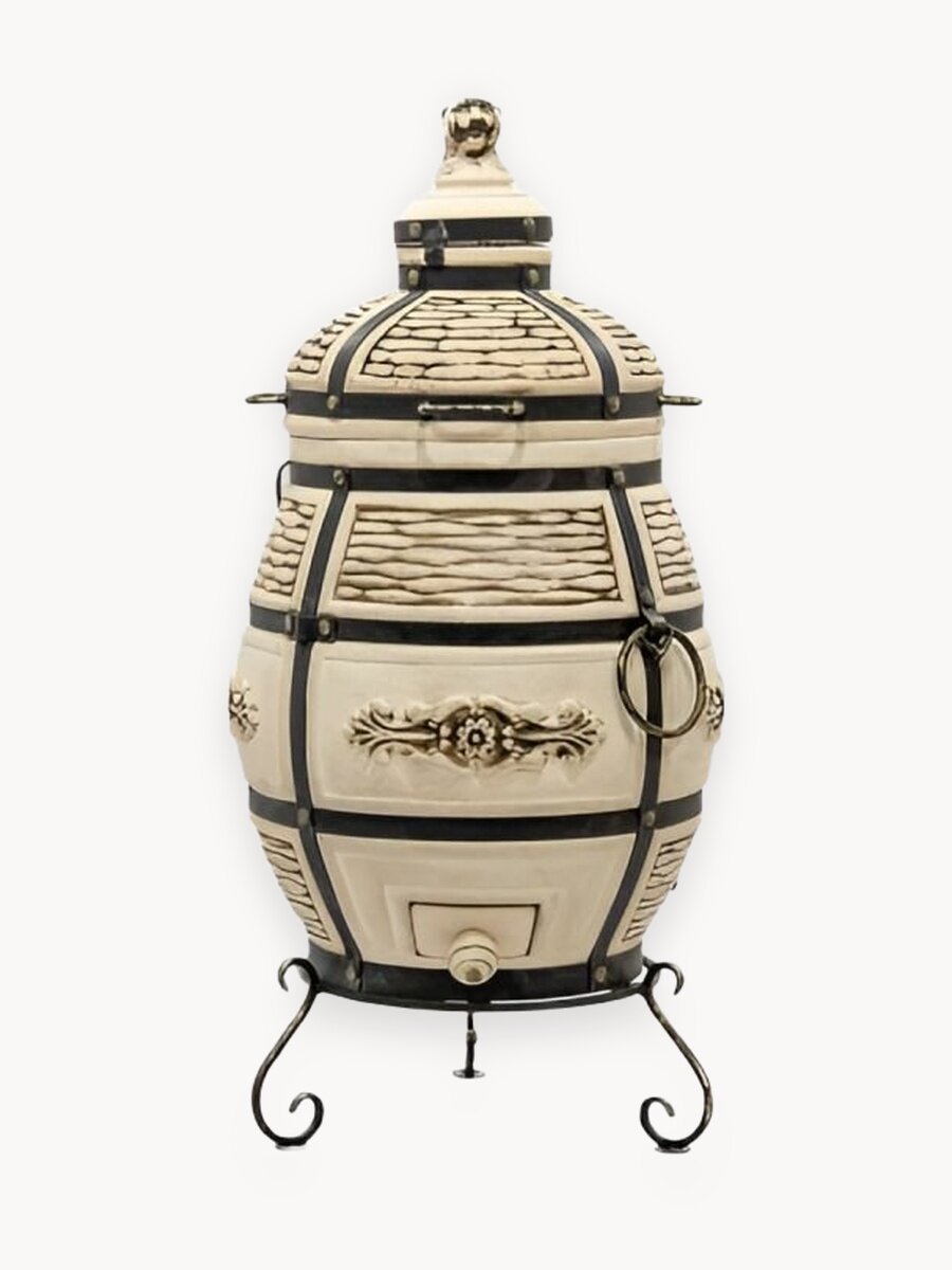 Барс с откидной крышкой - Комплект "Max+" - тандыр большой с термометром (требует установки)- 85 л, Технокерамика.