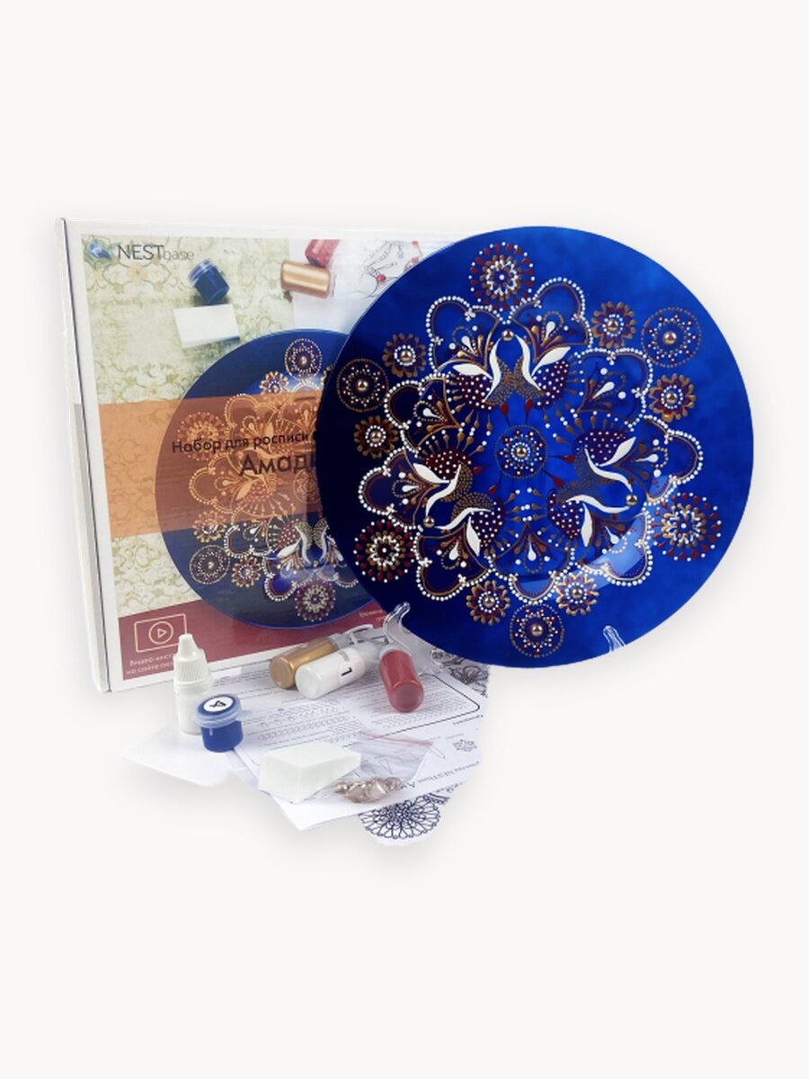 Набор для росписи стеклянной тарелки NESTbase "Амадины"