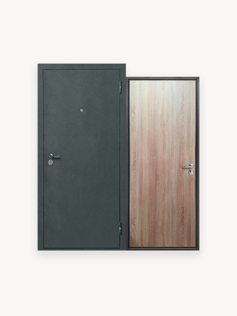 Дверь входная металлическая SL-1 2050х860 мм, правая, Антик Серебро/Дуб Сонома