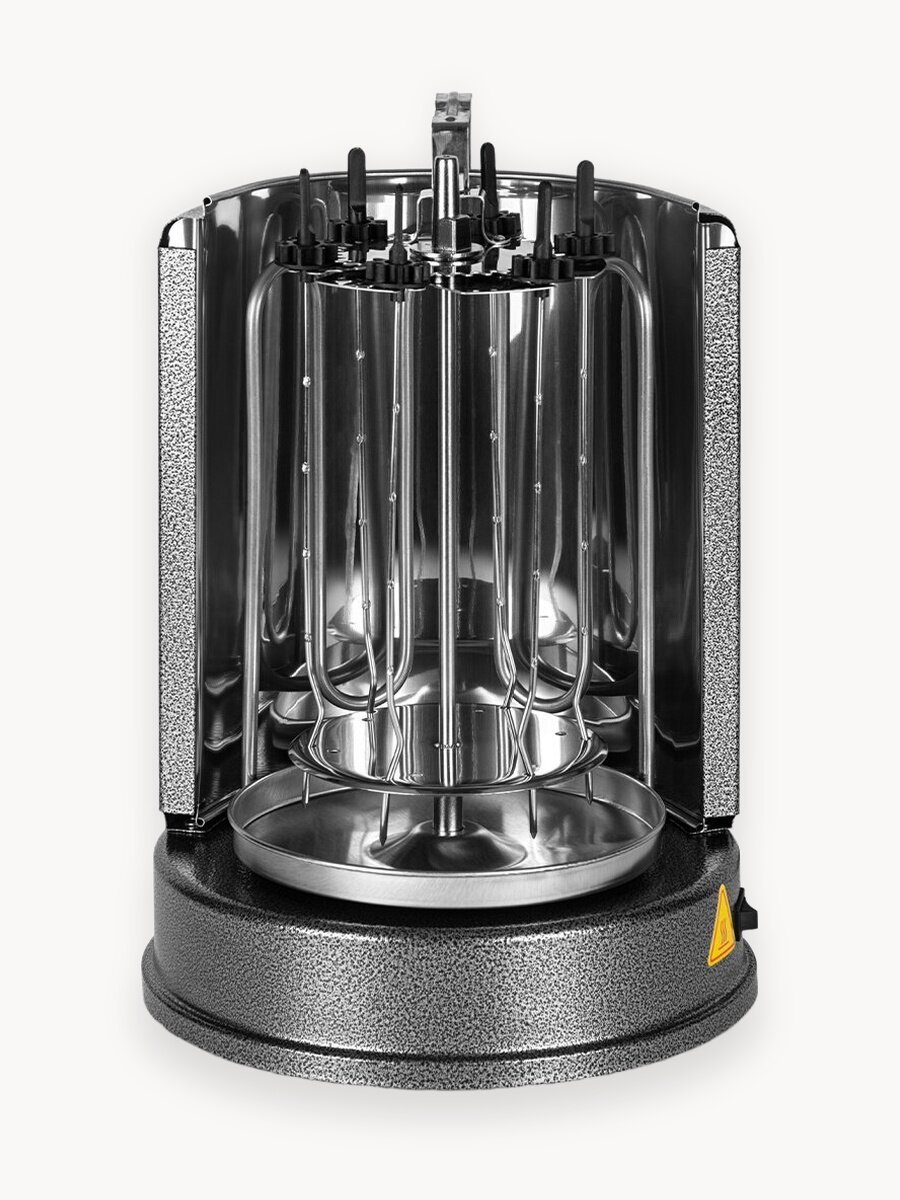 Электрошашлычница Kitfort KT-1404, цвет серебристый, сталь, 1400Вт, с поддоном для сбора жира