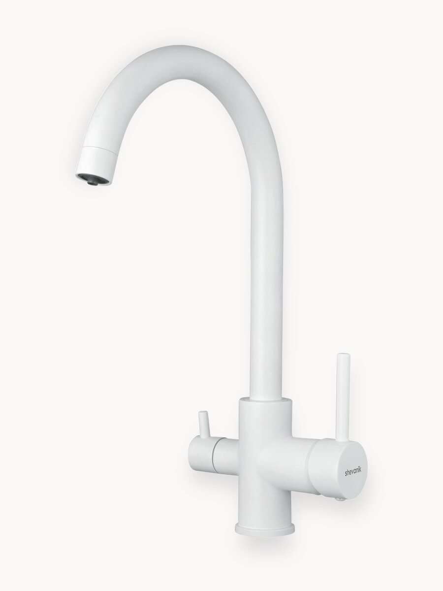 Смеситель для кухни с подключением фильтра питьевой воды Shevanik S128С белый
