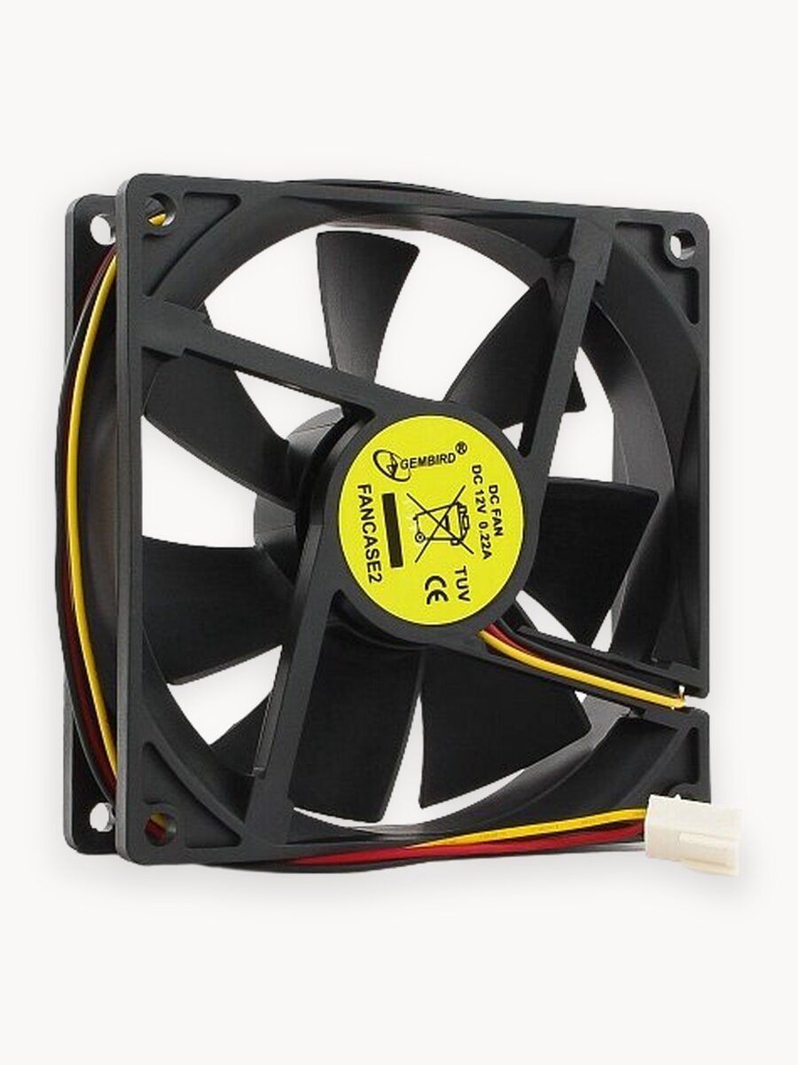 Вентилятор охлаждения Gembird FANCASE2, 92x92x25, втулка, 3 pin, провод 30 см