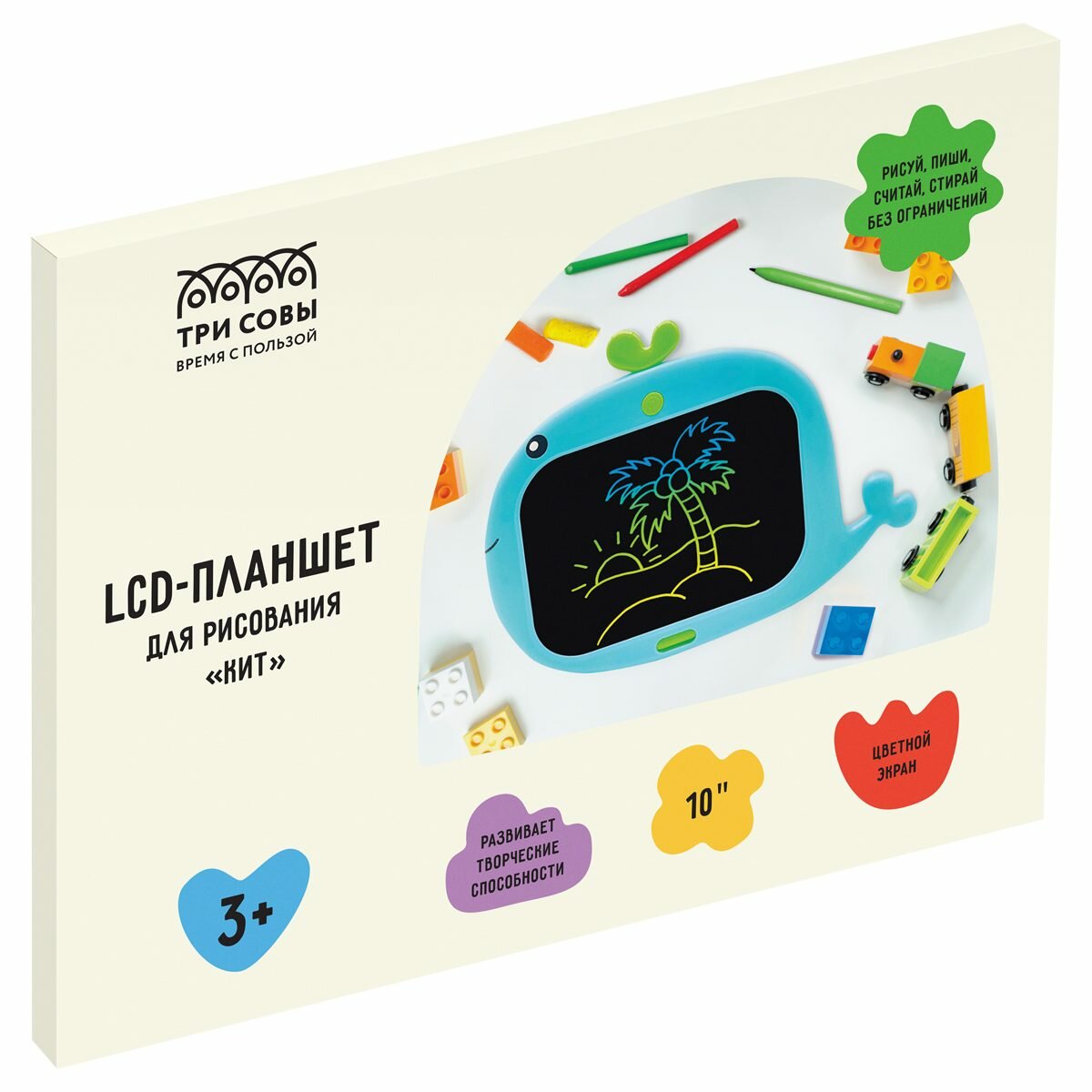 Электронный планшет для рисования Три Совы "Кит", 10", голубой (ЭП_56533)