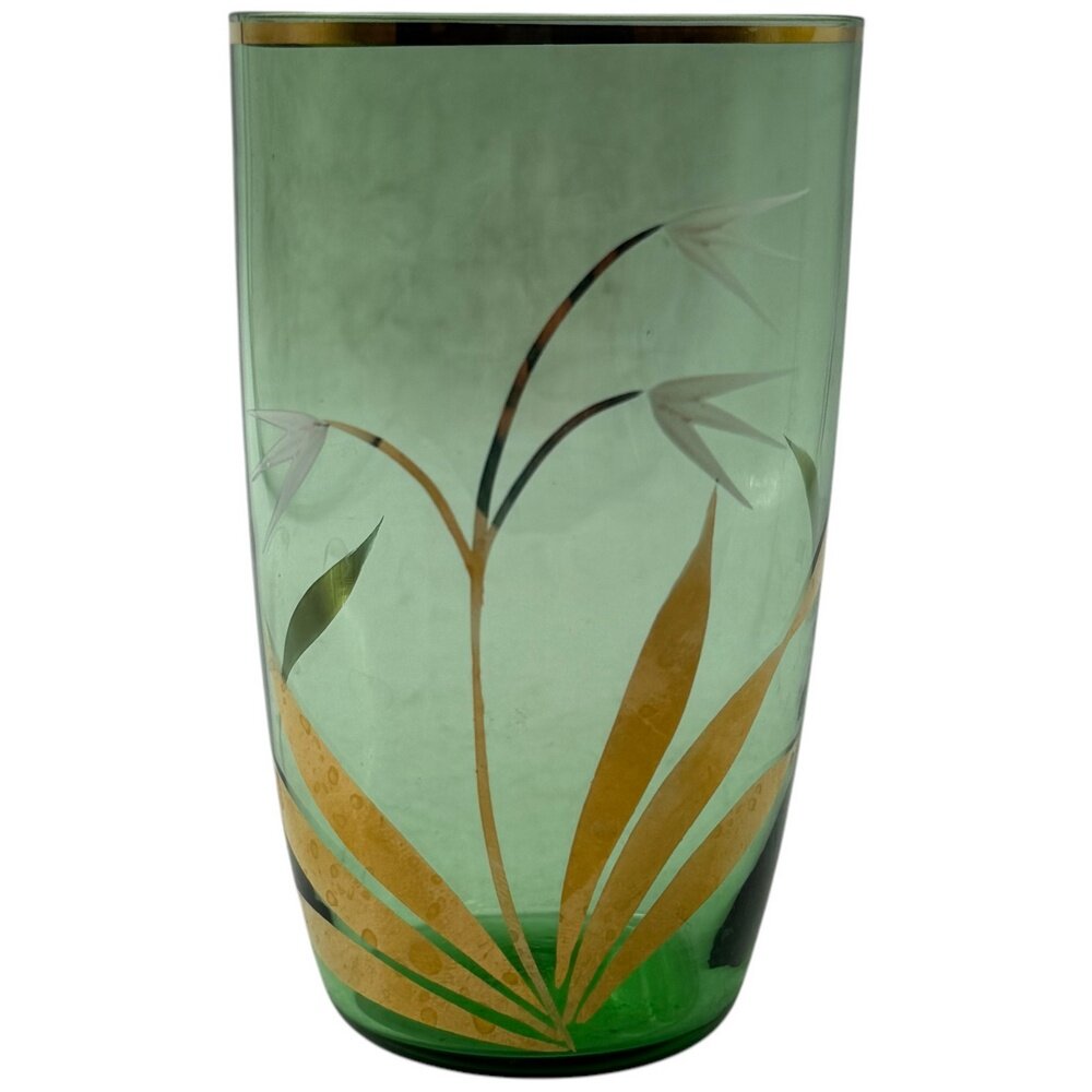 Стакан "Ландыши", 350 мл, чешское стекло, роспись, позолота, 1960-1970 гг, Bohemia, Чехословакия