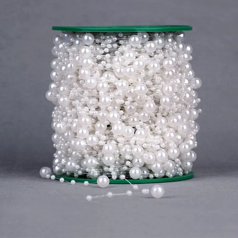 Квадратные бусины из искусственного жемчуга 3 мм и 8 мм, белая и бежевая, хлопковая нить, white 10m