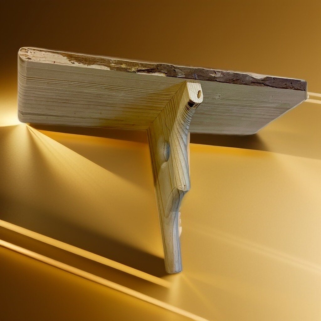 Полка деревянная ‘’Живая кромка’’. Следы короеда! Авторская работа. Единичный экземпляр.