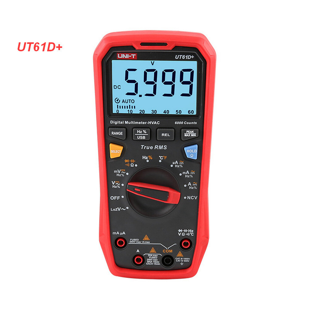Мультиметр UNIT UT61D+, цифровой, 6000, True RMS, USB, с термопарой