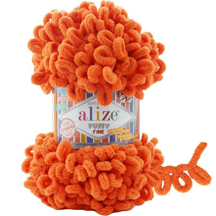 Пряжа Alize PUFFY FINE 06 оранжевый (5 мотков)
