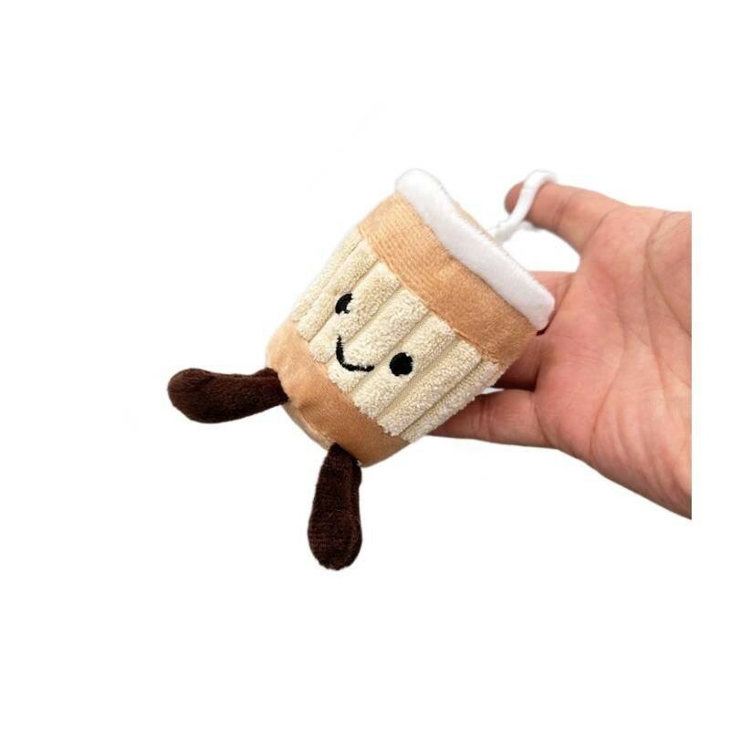 Веселая мягкая игрушка-брелок в виде чашки кофе с наполнителем из ПП-ватина для украшений сумки