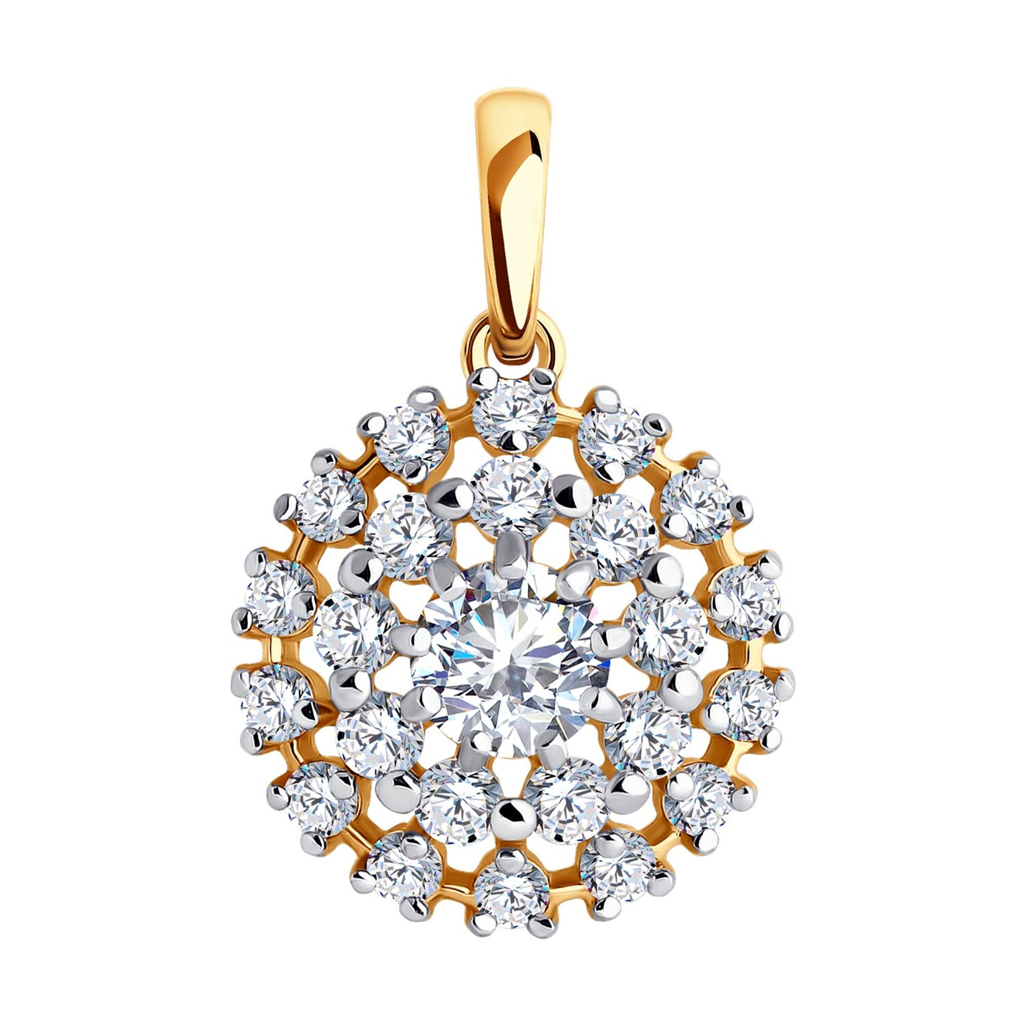 Подвеска, красное золото, 585 проба, фианит