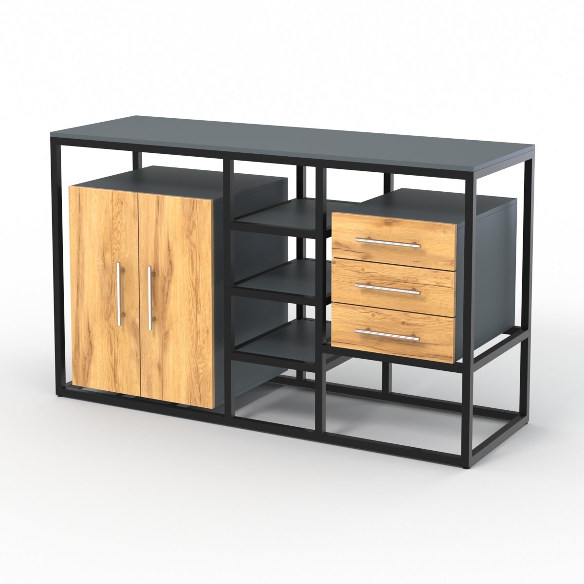 Станция официанта №21, Темно-серый и Дуб Золотистый. Производитель товара - компания Westcom.