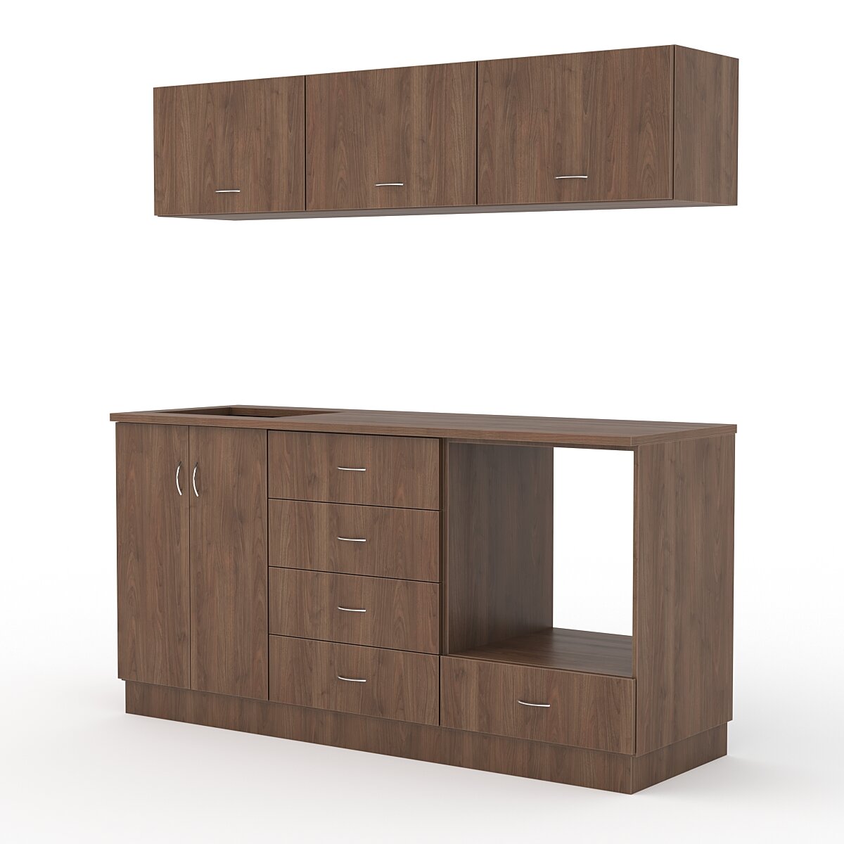 Кухонный гарнитур со столешницей 25мм №1А, Орех. Производитель товара - компания Westcom.