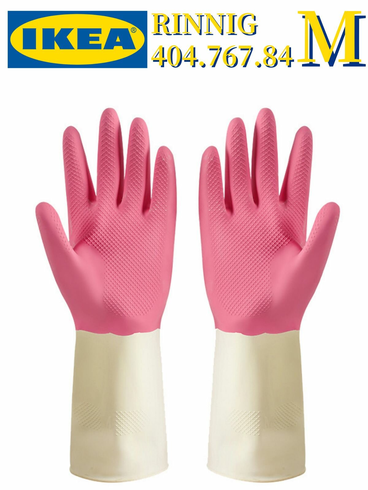 Резиновые перчатки для уборки IKEA, подходят для мытья посуды на кухне, в ванной комнате, гостиной, в саду, розовые, Среднего размера