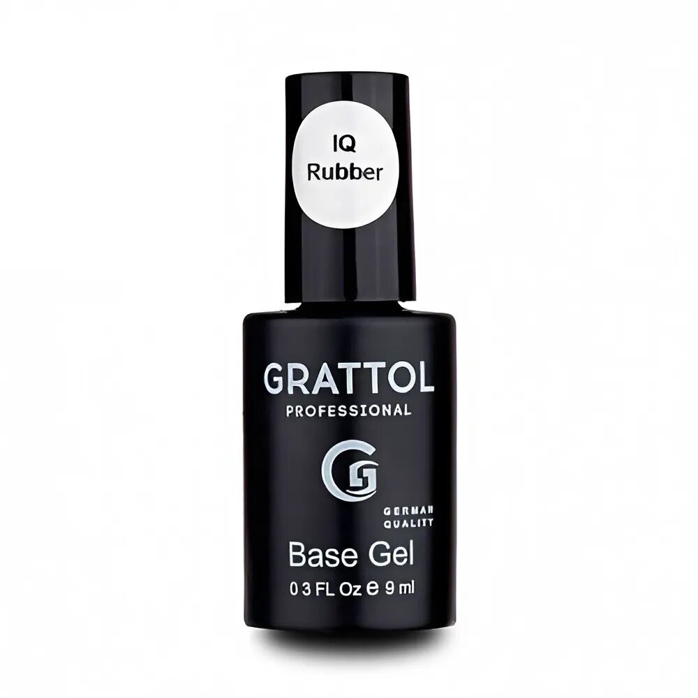 База для ногтей каучуковая Гипоаллергенная - Grattol IQ Rubber Base Gel, прозрачная, эластичная, без запаха, 9 мл