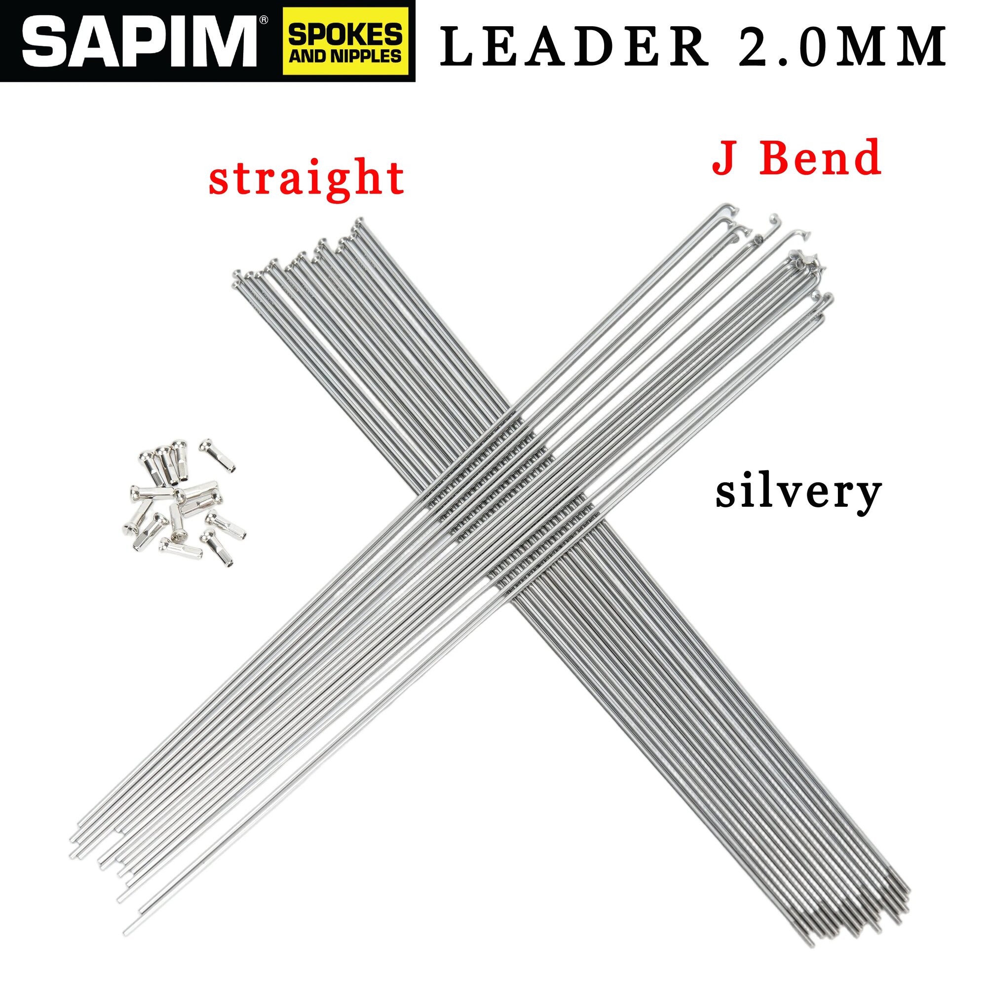 Спицы SAPIM Leader Champion 2.0 мм серебристые J-Bend 291mm 64PCS