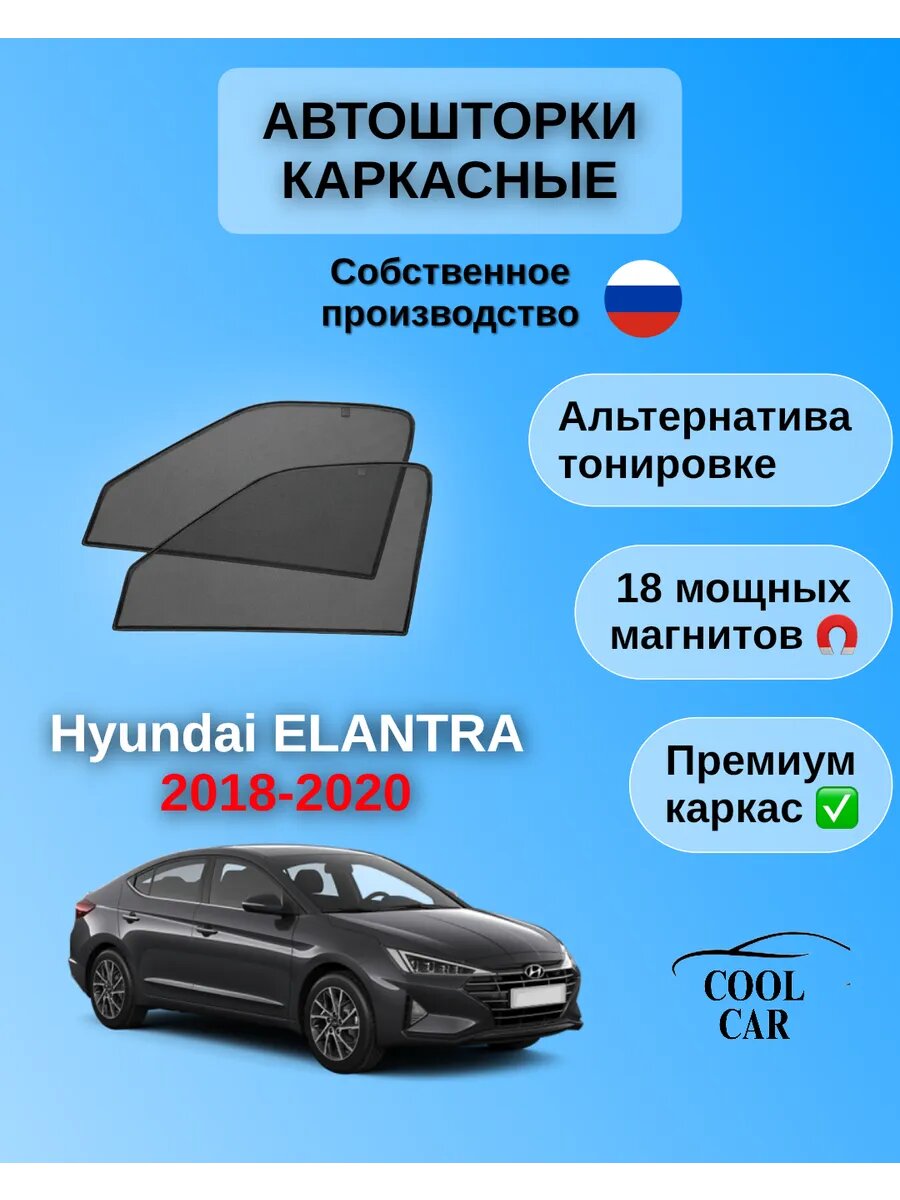 Автошторки в каркасные на магнитах машину HYUNDAI ELANTRA 2018-2020
