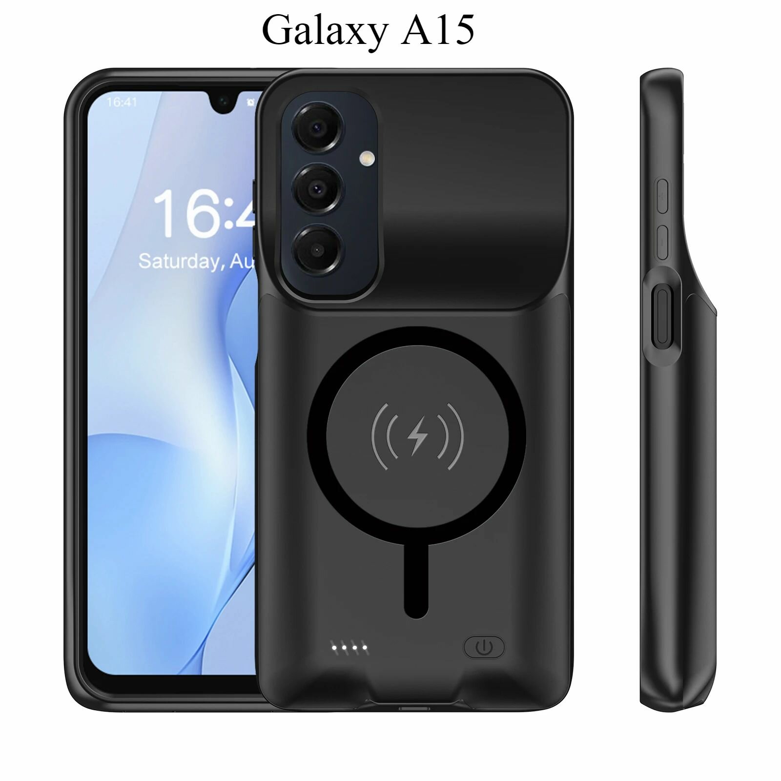 10000mAh Магнитная беспроводная Чехол-аккумулятор для Samsung Galaxy A15(Самсунг Галакси A15)Power bank, с поддержкой MagSafe, защитный, противоударный,