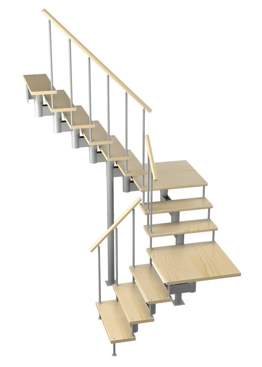 Модульная лестница Комфорт 225 2925-3055, Серый, Сосна, Крашеная