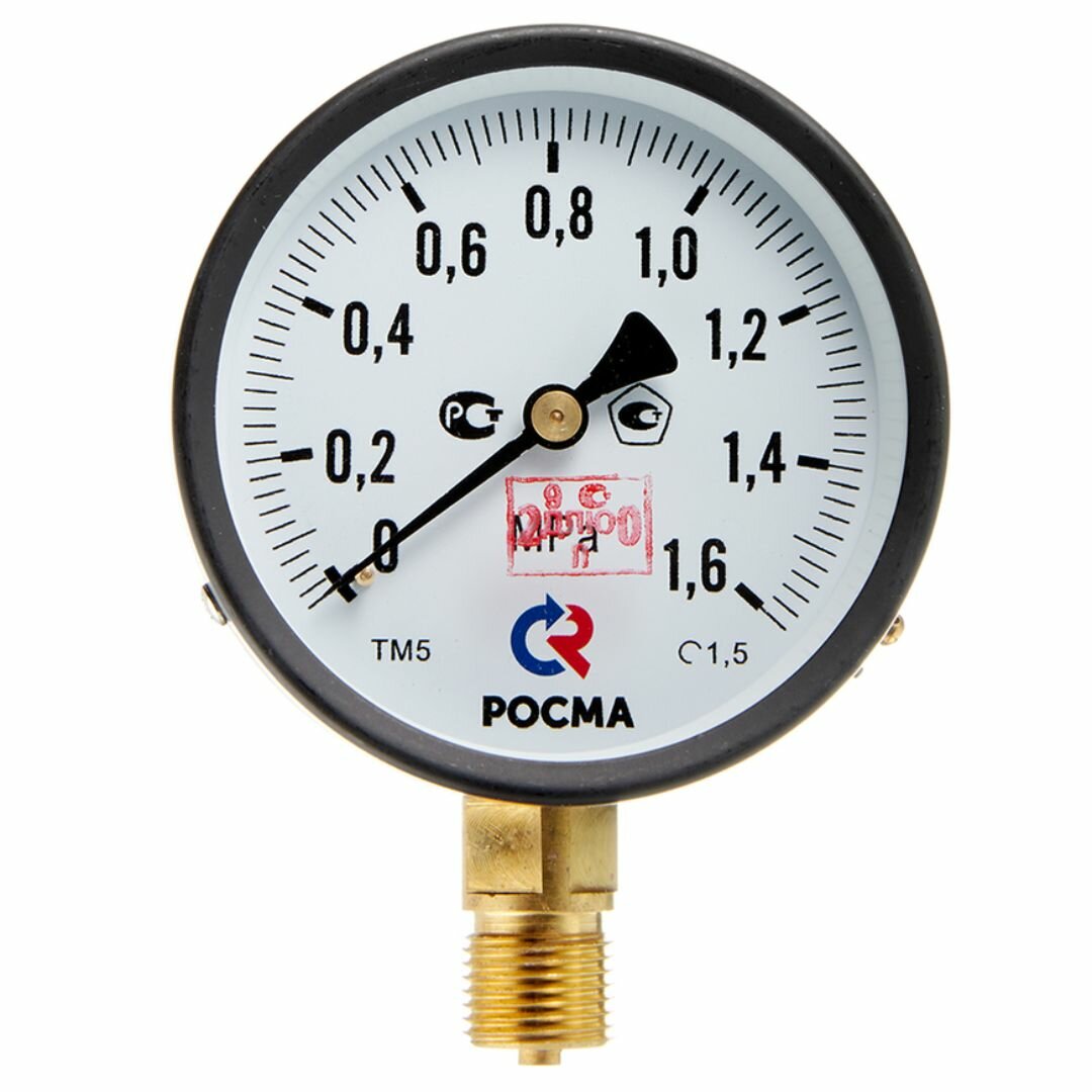 Росма Манометр радиальный Dn 100 мм 1/2" 1.6 MPa (16 бар)