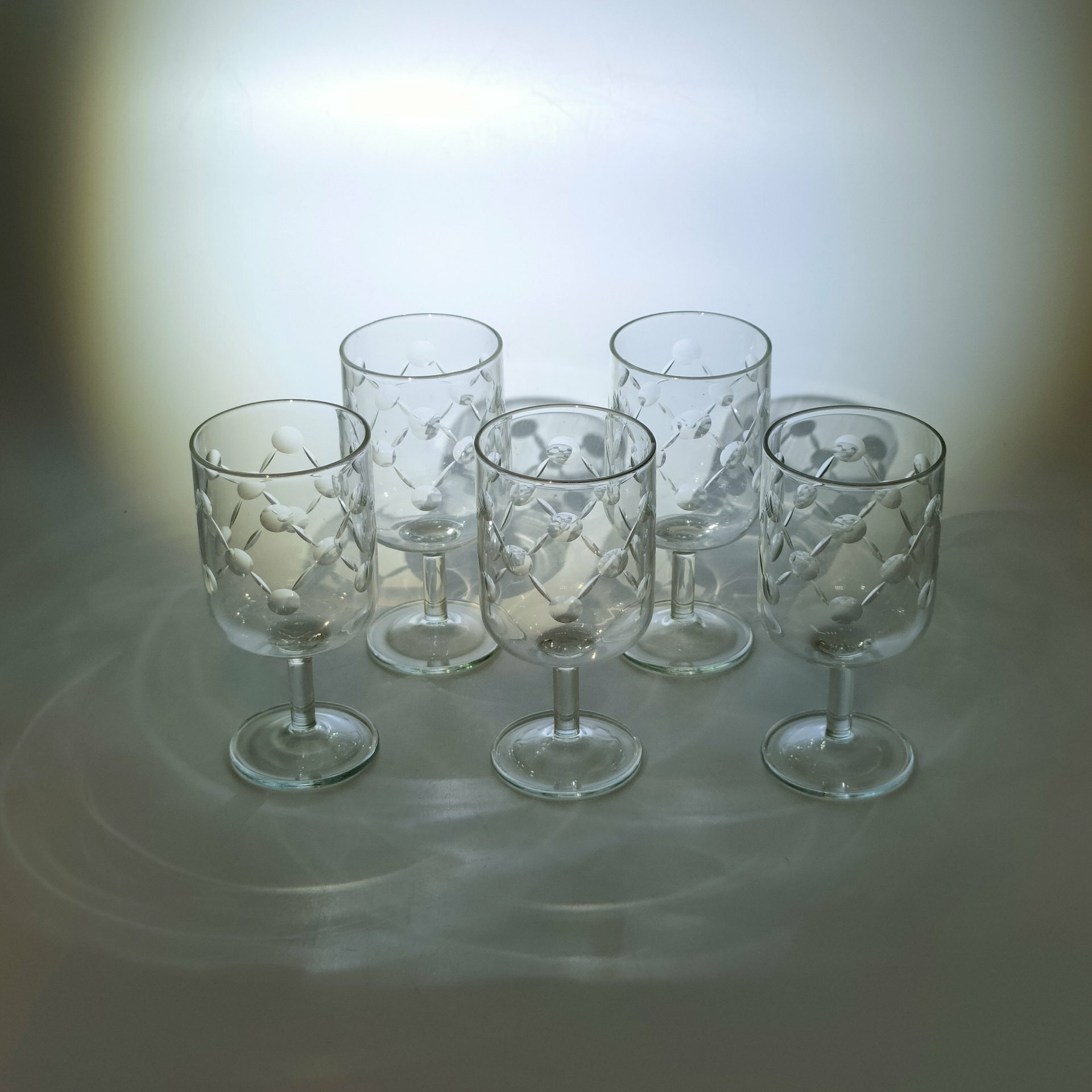 Набор из 5-ти рюмок с геометрическим декором, стекло, СССР, 1970-1990 гг.