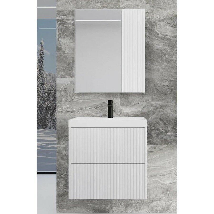 Комплект мебели Стокгольм 80 подвесной белый рифленый софт