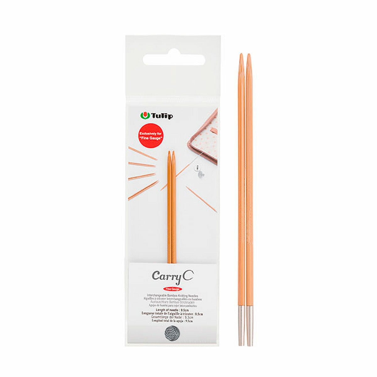 Спицы съемные CarryC "Fine Gauge" 3мм/9,5см, бамбук, Tulip, CTMM-69