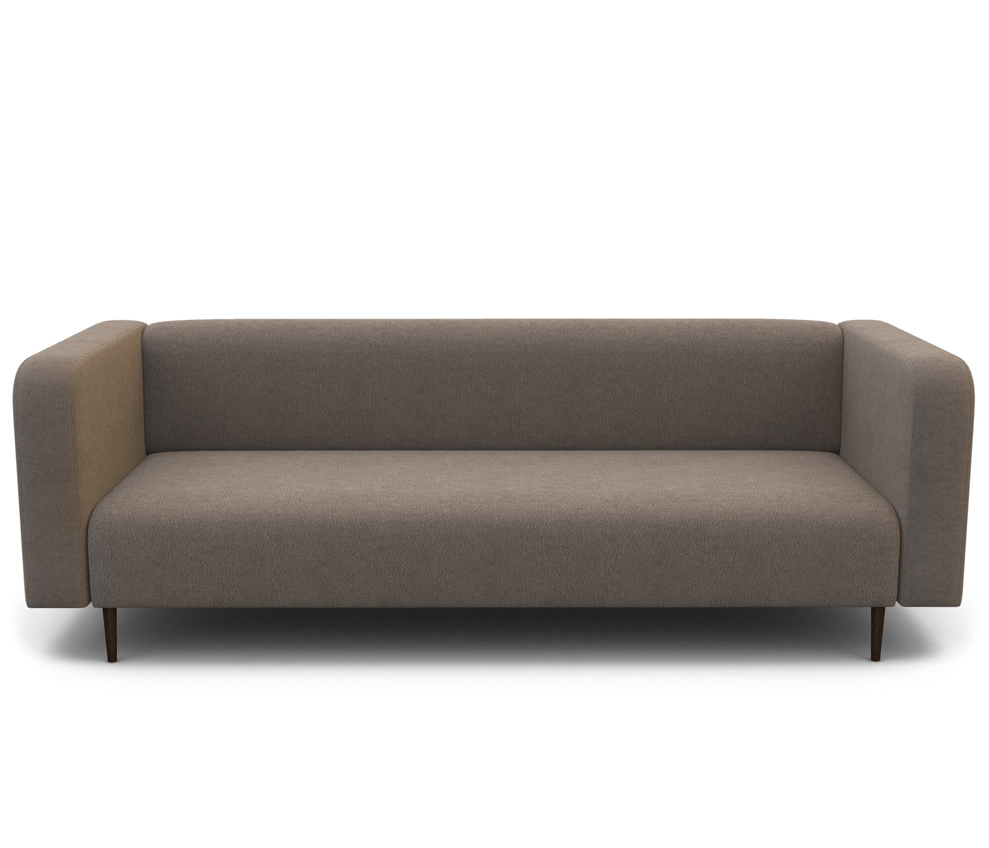 Диван офисный Акцент 3-х местный, прямой, с подлокотниками, с ножками, велюр светло-коричневый