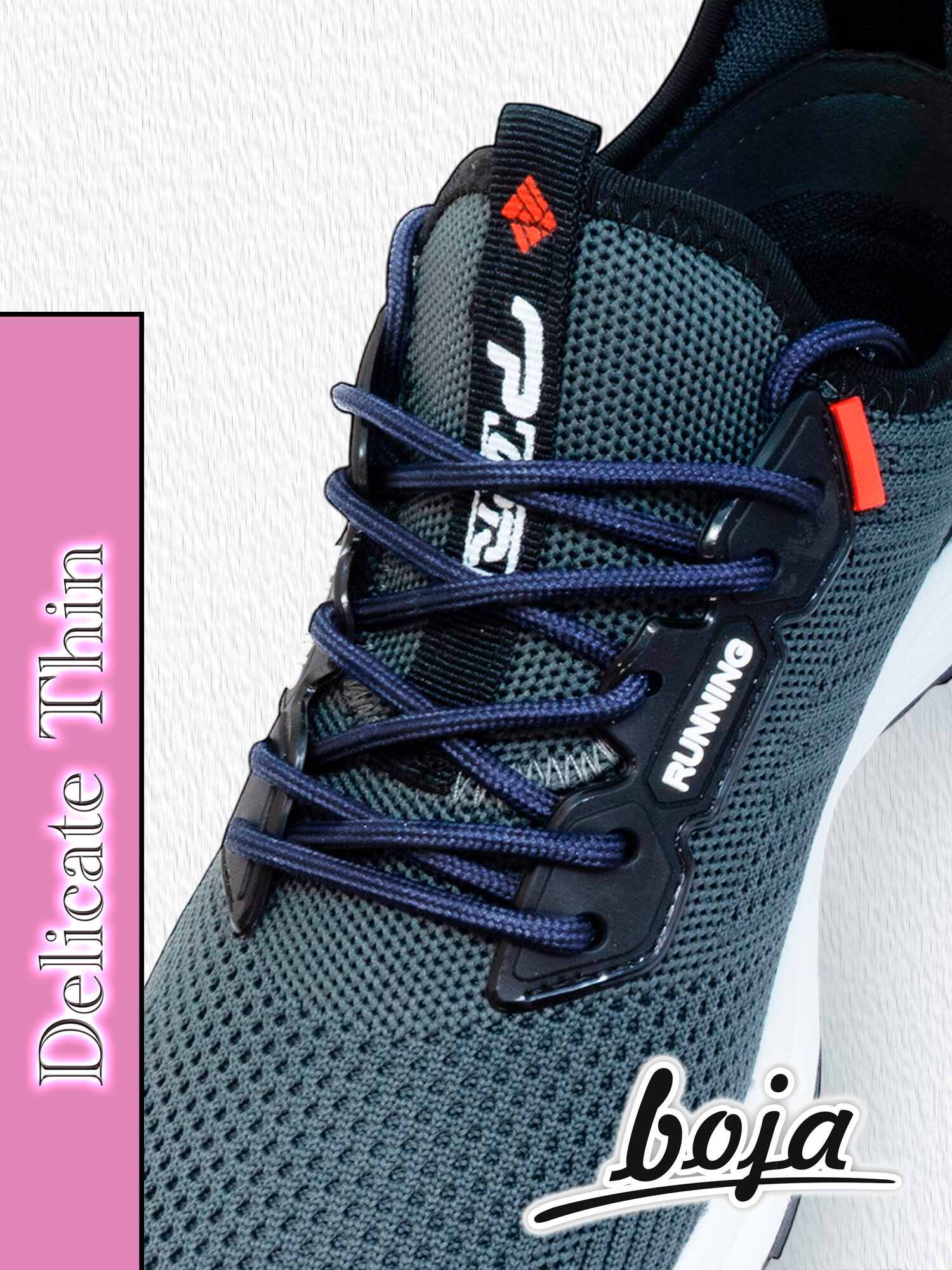 Шнурки для обуви BOJA (THIN), круглые 3мм, 100 см, синие темные