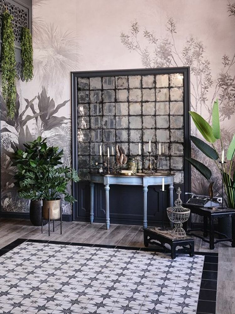 Зеркальное панно на стену состаренное (45 шт) Интерьерная плитка в стиле лофт и винтаж 30 см см