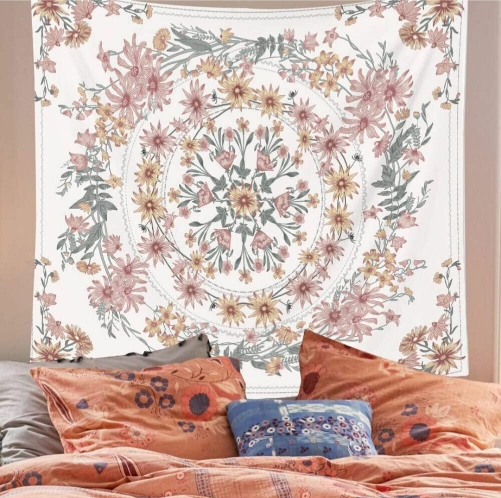 Гобелен мандала цветок цветочный настенный