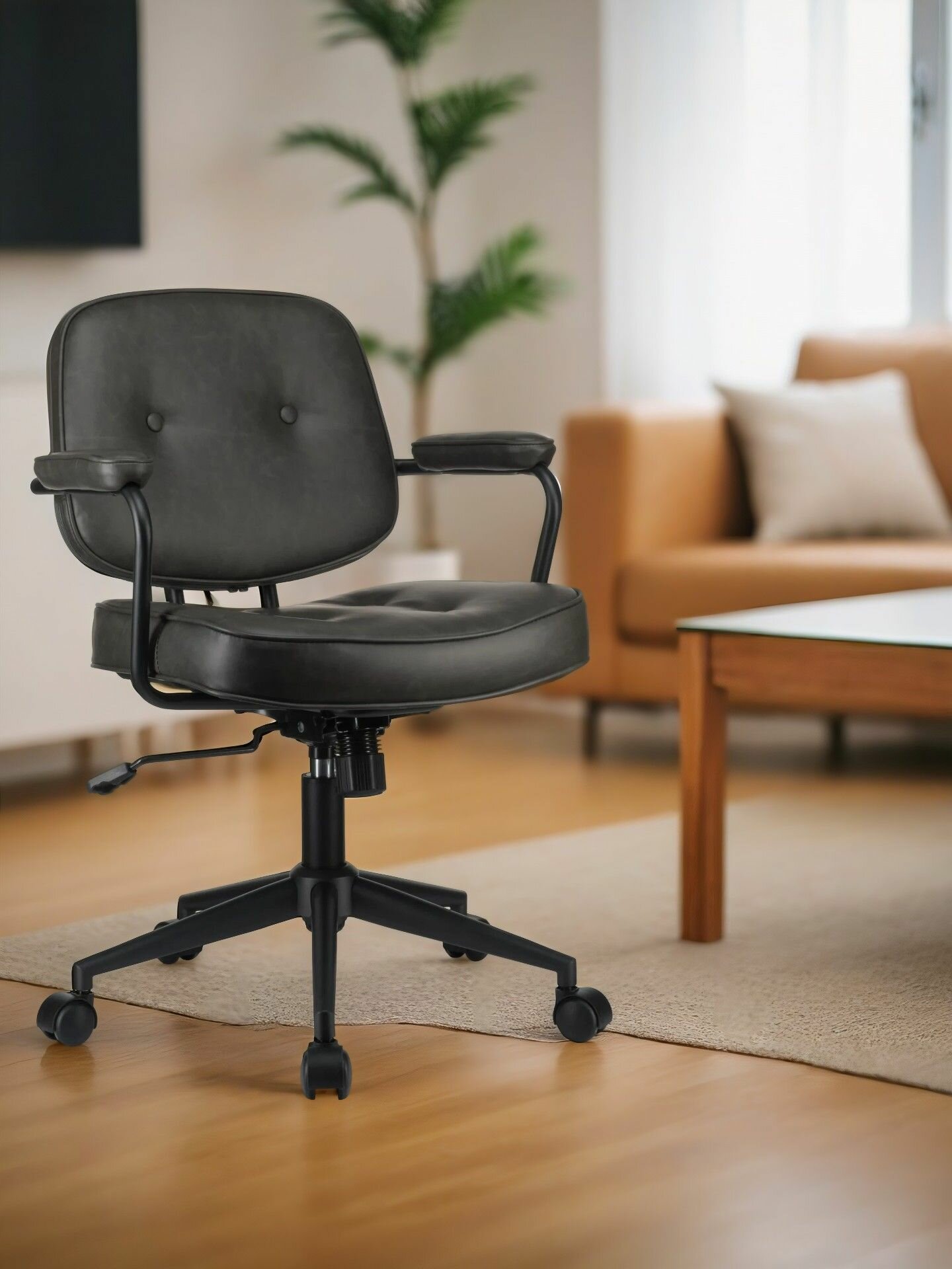 Кресло компьютерное офисное , стул крутящийся на колесиках, Бургунди экокожа