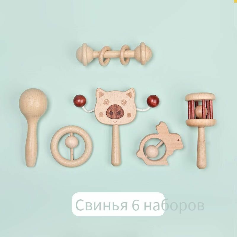 Деревянные развивающие игрушки для новорожденных