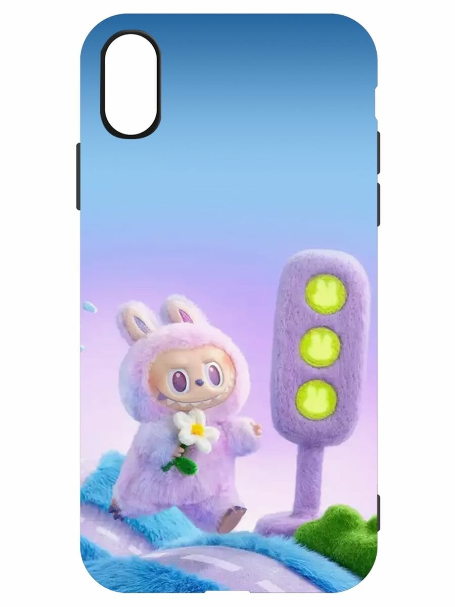 Чехол-накладка Krutoff Soft Case Лабубу Удача для iPhone XR черный